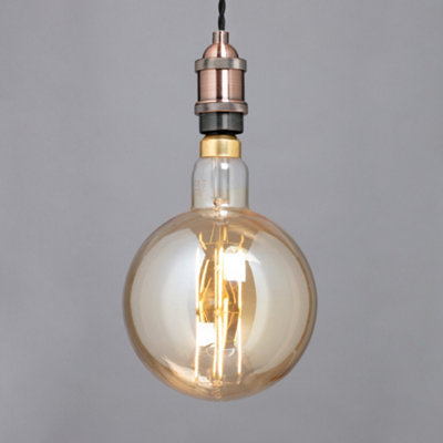 Litecraft E27 6W Amber Warm White Vintage Filament Globe Oversized LED ...