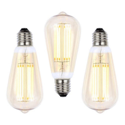Litecraft E27 6W Pack of 3 Gold Tint Warm White Vintage Filament Tear ...