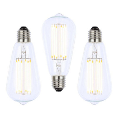 Litecraft E27 6W Pack of 3 Warm White Vintage Filament Tear Drop LED ...