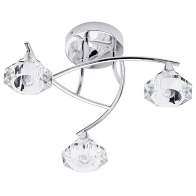 Tameo Semi Flush 3 Arm Led Ceiling Light Chrome | Shelly Lighting