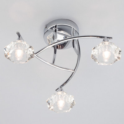 Tameo Semi Flush 3 Arm Led Ceiling Light Chrome | Shelly Lighting