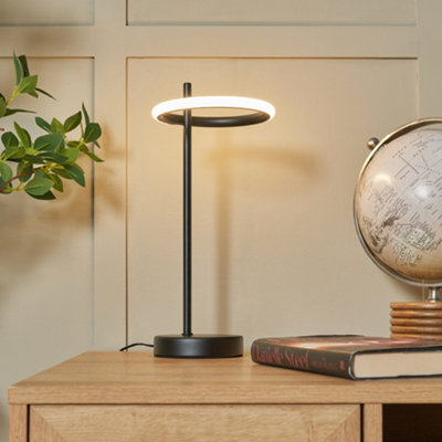Litecraft Geo 1 Light Black LED Ring Table Lamp | DIY at B&Q