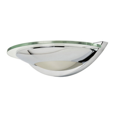 Litecraft Glass Uplighter Chrome Wall Light