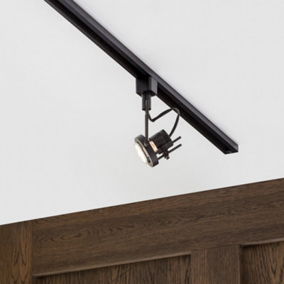 Litecraft Greenwich Black 1 Head 1m Straight Kitchen Ceiling Light with ...