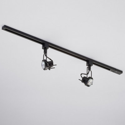 Litecraft Greenwich Black 2 Head 1m Straight Kitchen Ceiling Light with ...