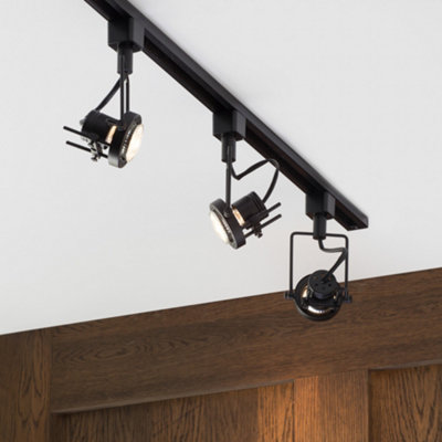 Litecraft Greenwich Black 3 Head 1m Straight Kitchen Ceiling Light with ...