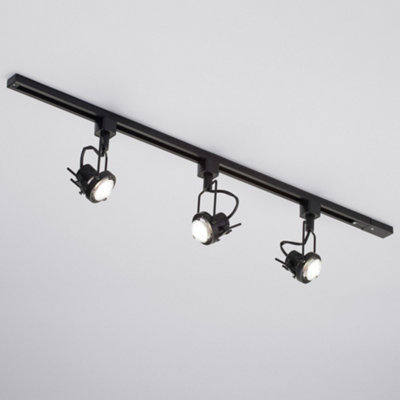 Litecraft Greenwich Black 3 Head 1m Straight Kitchen Ceiling Light with ...