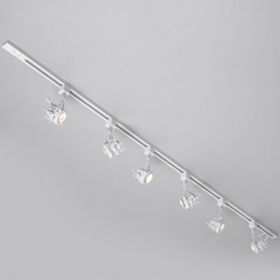 Litecraft Greenwich White 6 Head 2m Straight Kitchen Ceiling Light with ...