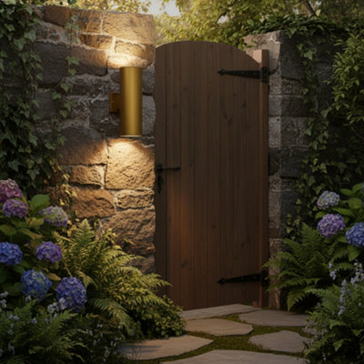 Litecraft Haddon Brushed Gold Up and Down Outdoor Wall Light