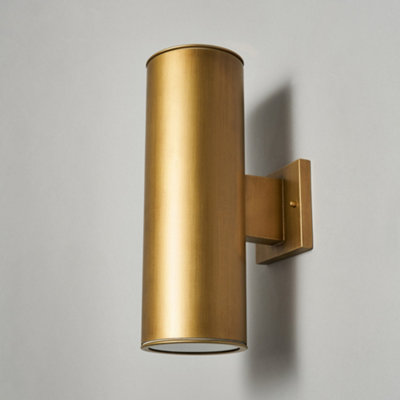 Litecraft Haddon Brushed Gold Up and Down Outdoor Wall Light