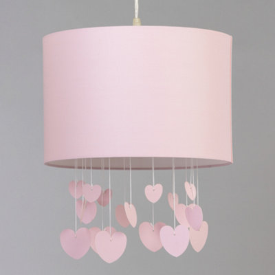 Litecraft Hearts Mobile Easy Fit Pink Glow Kids Lamp Shade
