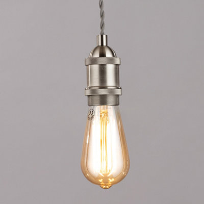 Litecraft Industrial Style Satin Nickel Braided Grey Cable Ceiling Pendant