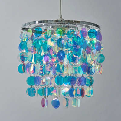 Litecraft Iridescent Easy Fit Chrome Glow Kids Lamp Shade