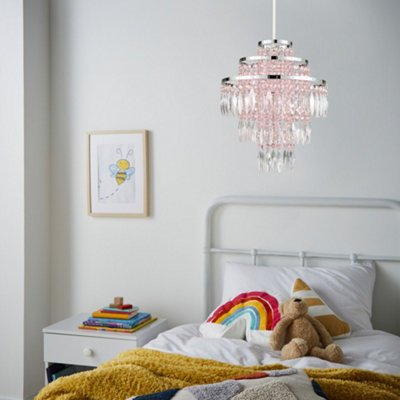 Litecraft Jewelled Easy Fit Chrome Glow Kids Lamp Shade