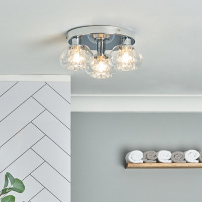 Litecraft Lillian 3 Light Chrome Bathroom Flush Ceiling Light