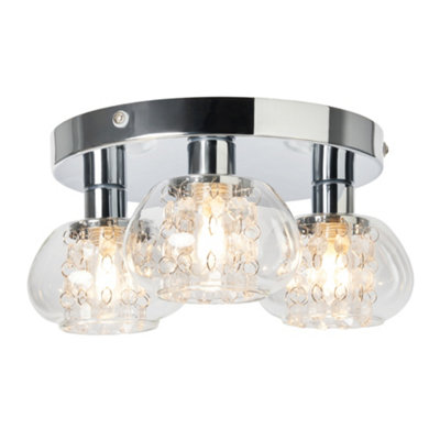 Litecraft Lillian 3 Light Chrome Bathroom Flush Ceiling Light
