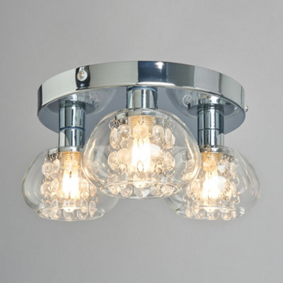 Litecraft Lillian 3 Light Chrome Bathroom Flush Ceiling Light