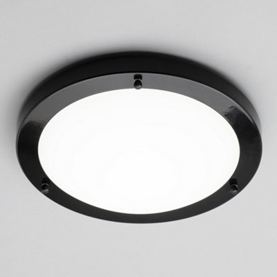 Litecraft Mari Black 18w Large LED Flush Bathroom Ceiling Light at B&Q