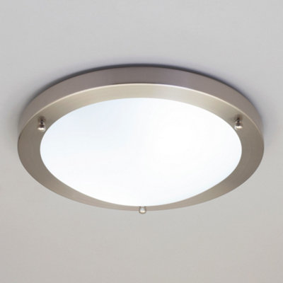 Litecraft Mari Satin Nickel 18w Large LED Flush Bathroom Ceiling Light