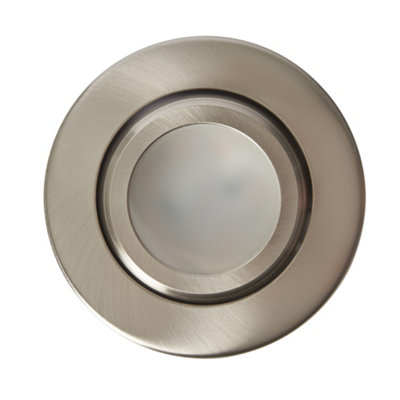 Litecraft Marlowe Round Satin Nickel IP65 Fire Rated Tiltable Bathroom ...