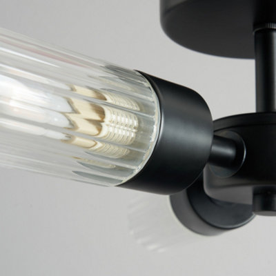 Litecraft Mavis 3 Arm Black Semi Flush Bathroom Ceiling Light