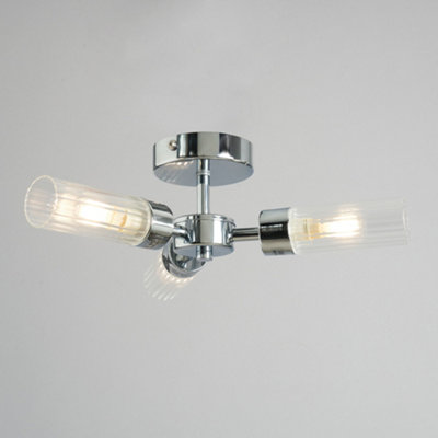Litecraft Mavis 3 Arm Chrome Semi Flush Bathroom Ceiling Light