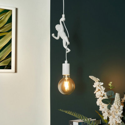 Litecraft Oliver Hanging Monkey Ceiling Pendant Light - White