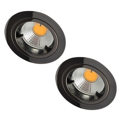 Litecraft Pack of 2 Black Chrome Modern IP20 Fire Rated Fixed Downlights