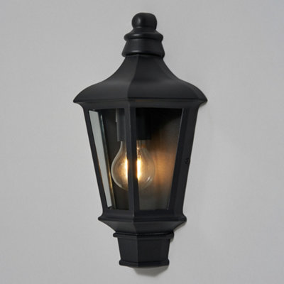 Litecraft Perry Black Outdoor Half Wall Lantern