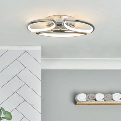 Litecraft Pestell 3 Light LED Chrome Bathroom Flush Ceiling Light