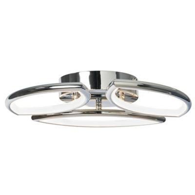 Litecraft Pestell 3 Light LED Chrome Bathroom Flush Ceiling Light