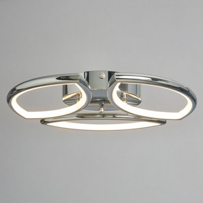 Litecraft Pestell 3 Light LED Chrome Bathroom Flush Ceiling Light