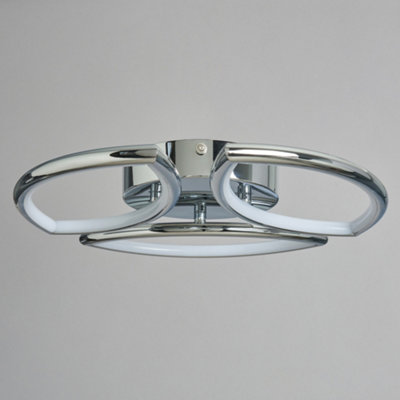 Litecraft Pestell 3 Light LED Chrome Bathroom Flush Ceiling Light