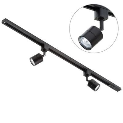 Litecraft Soho Black 2 Head 1m Straight Kitchen Ceiling Light with LED ...