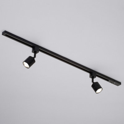 Litecraft Soho Black 2 Head 1m Straight Kitchen Ceiling Light with LED ...