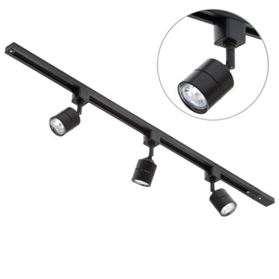 Litecraft Soho Black 3 Head 1m Straight Kitchen Ceiling Light with LED ...