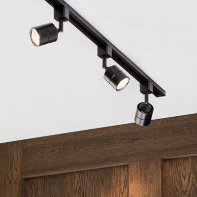 Litecraft Soho Black 3 Head 1m Straight Kitchen Ceiling Light with LED ...