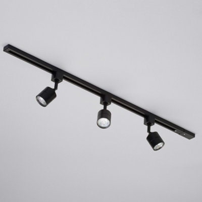 Litecraft Soho Black 3 Head 1m Straight Kitchen Ceiling Light with LED ...