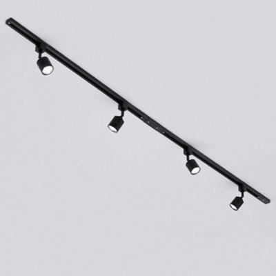 Litecraft Soho Black 4 Head 2m Straight Kitchen Ceiling Light with LED ...