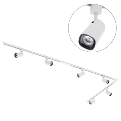 Litecraft Strand White 6 Head 3m Long L Shape Kitchen Ceiling Light ...