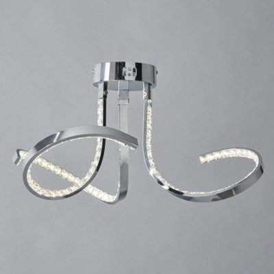Litecraft Swirl Chrome 3 Arm LED Semi Flush