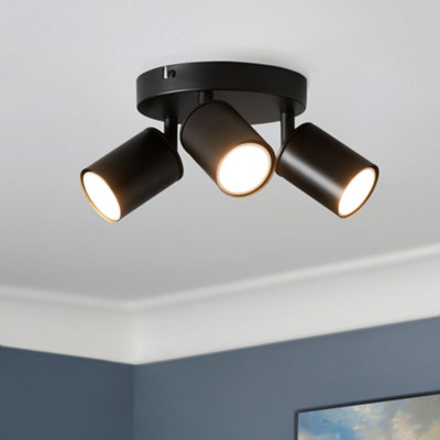 Litecraft Tanner Black 3 Light Ceiling Spotlight Plate