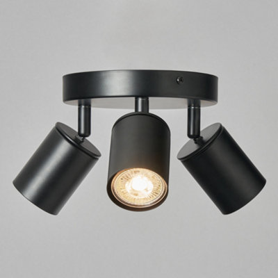 Litecraft Tanner Black 3 Light Ceiling Spotlight Plate