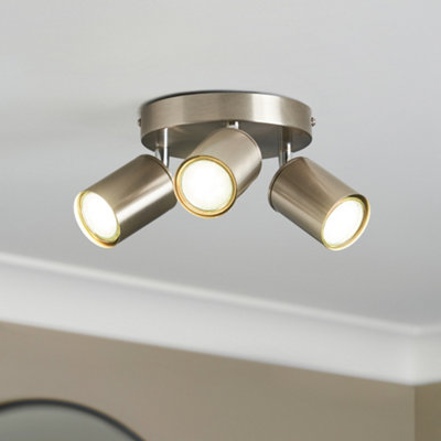 Litecraft Tanner Satin Nickel 3 Light Ceiling Spotlight Plate