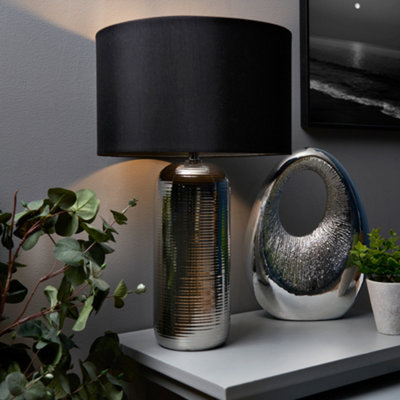 Litecraft Textured Silver Modern Table Lamp
