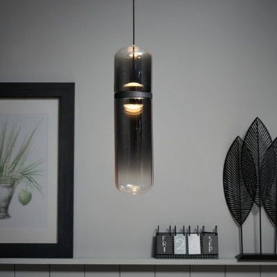 Litecraft Visconte Bjorn Smoke LED Glass Ceiling Pendant Light