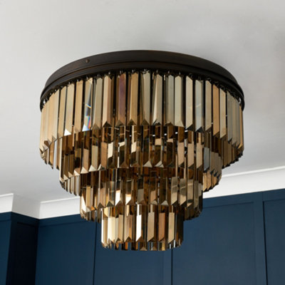 Litecraft Visconte Ingot Bronze 4 Tier Flush Ceiling Light