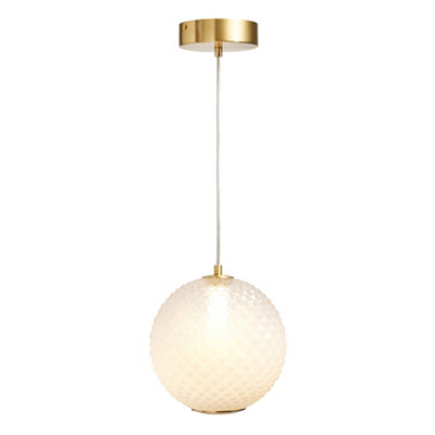 Litecraft Visconte Oskar Satin Brass LED Glass Ceiling Pendant