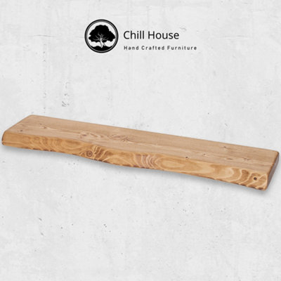 Live Edge Rustic Floating Shelf made from Solid Wood, Chunky Old Slab ...