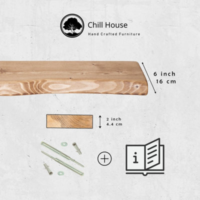 Live Edge Rustic Floating Shelf made from Solid Wood, Chunky Old Slab ...